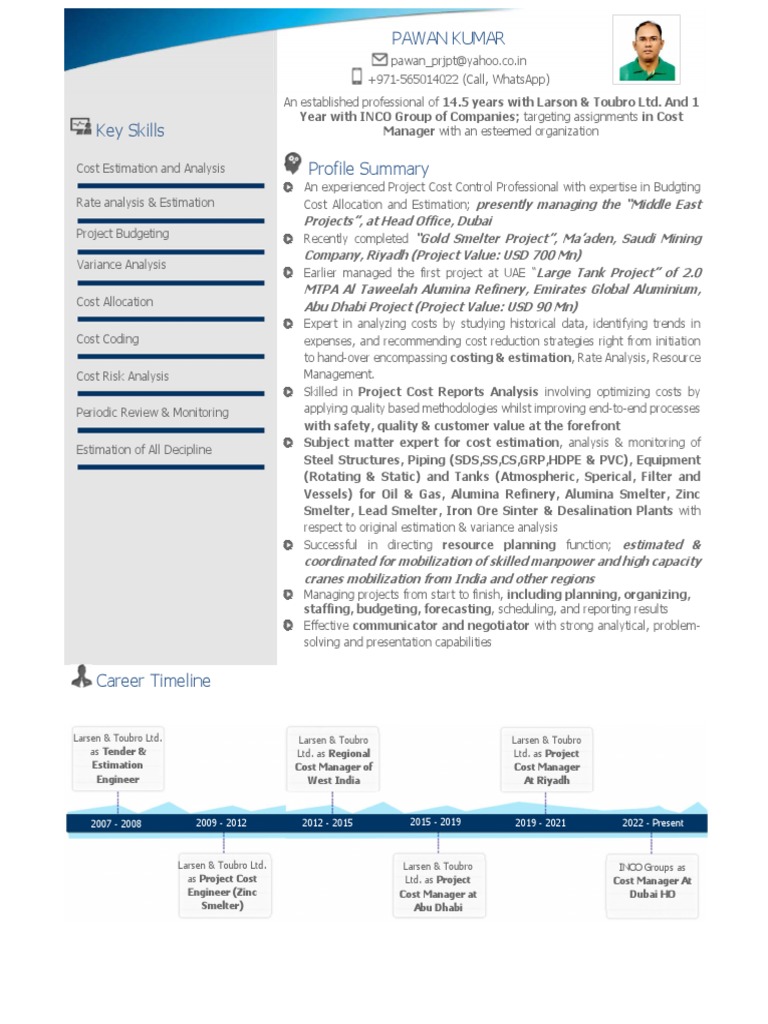 Cost Manager CV - Pawan Kumar | Download Free PDF | United Arab ...