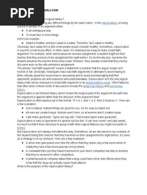 Logical Fallacies The Fallacy Of Equivocation Answers
