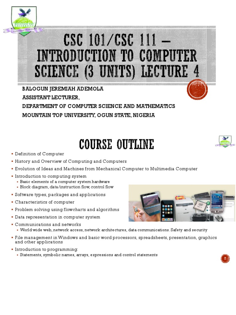 Csc 101 Csc 111 Introduction To Computer Science Lecture 4 Pdf Binary Coded Decimal Ebcdic