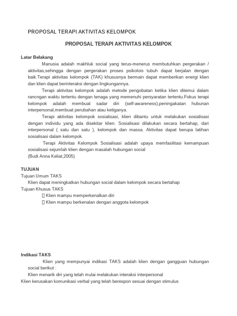 PDF Proposal Terapi Aktivitas Kelompok - Convert - Compress | PDF