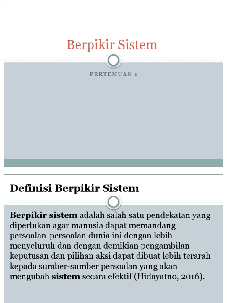 Berpikir Sistem: Definisi & Tujuan | PDF | Karier & Perkembangan | Pengembangan Diri