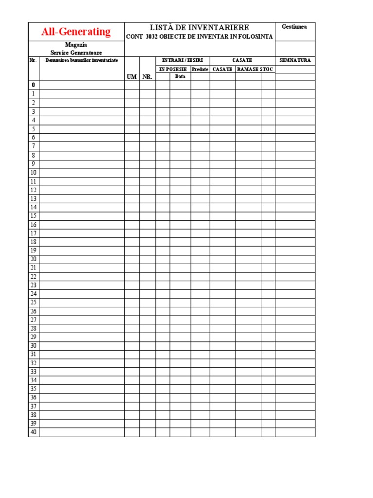 Formular Inventar Individual | PDF