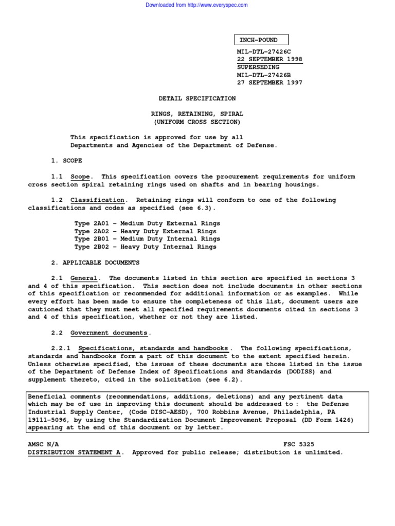 Mil DTL 27426C | PDF | Strength Of Materials | Specification (Technical Standard)