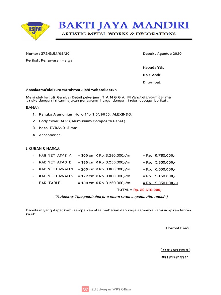 PENAWARAN KITCHEN SET | PDF
