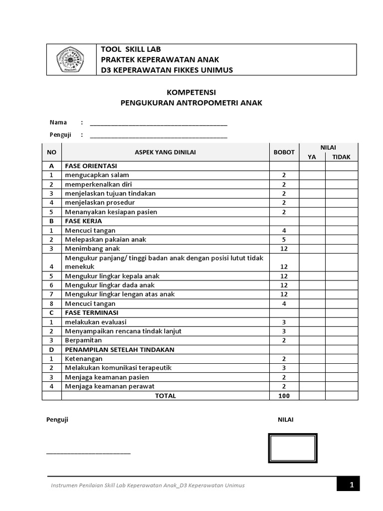 Tool Skill Lab Keperawatan Anak | PDF | Karier & Perkembangan
