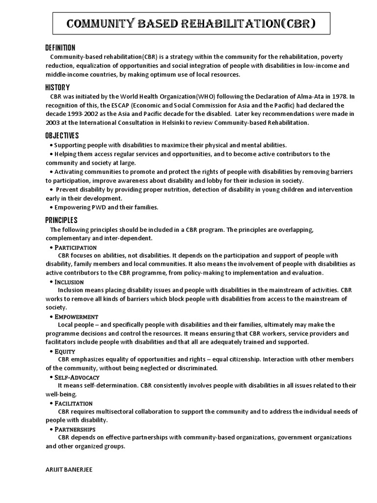 Community Based Rehabilitation (CBR) : Articipation | Download Free PDF ...