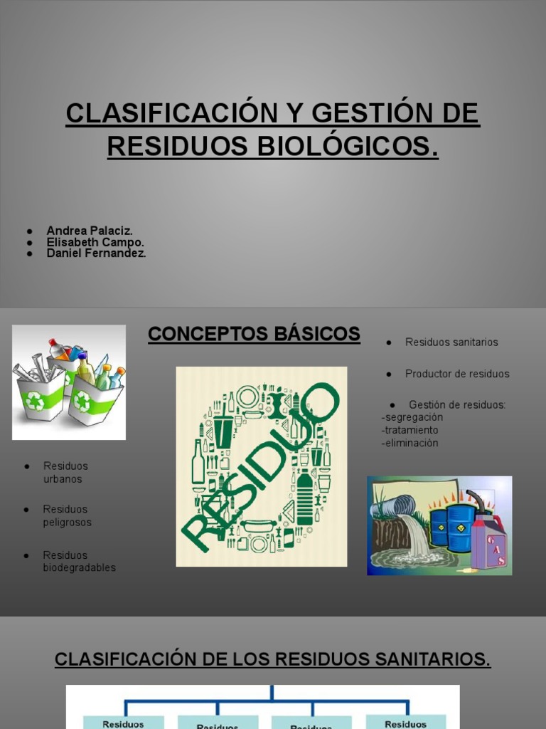 Clasificación y Gestión de Residuos Biológicos. | PDF