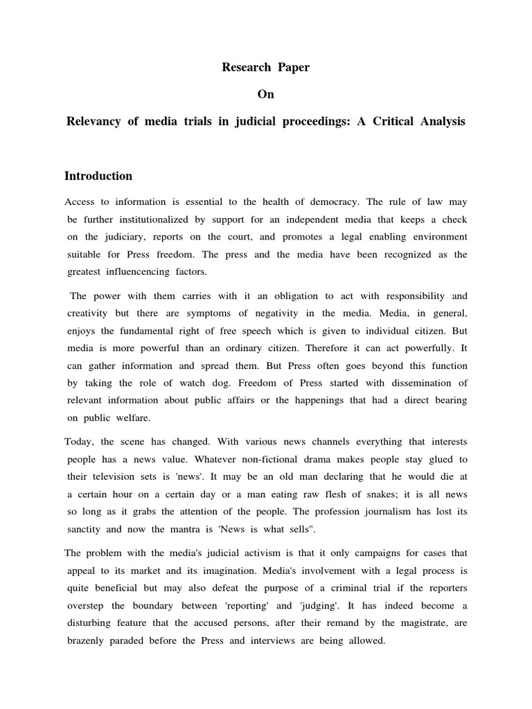 Research Paper Media Trial | PDF | Politics | Social Science