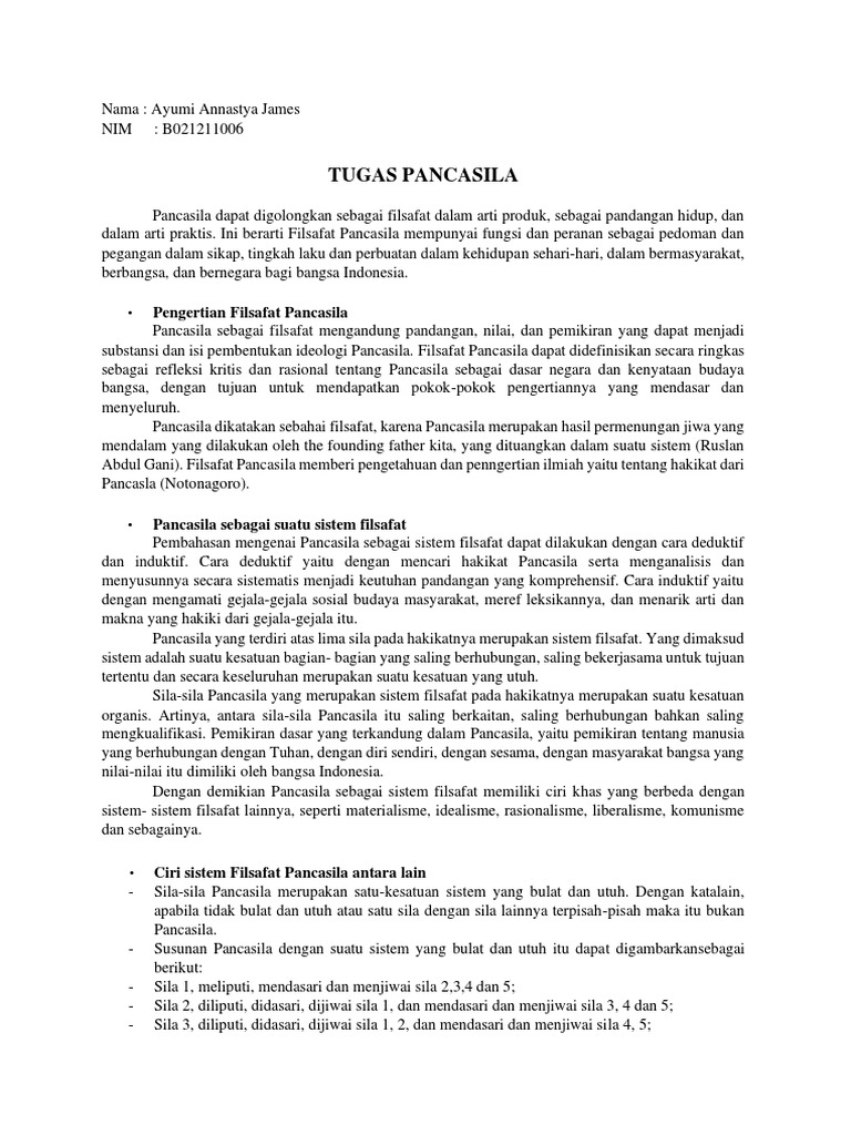B021211006 - Ayumi Annastya Tugas Pancasila | PDF | Filsafat
