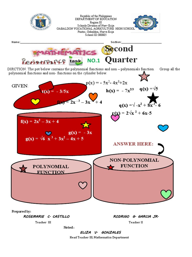 GRADE 10 PERFORMANCE TASK SECOND QUARTER With RUBRIC | PDF | Geometry ...
