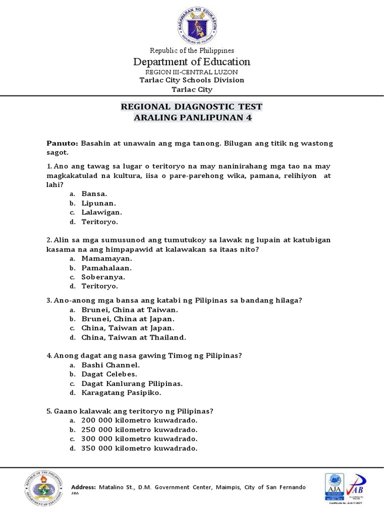 Grade 4 - AP Assessment Tool | PDF