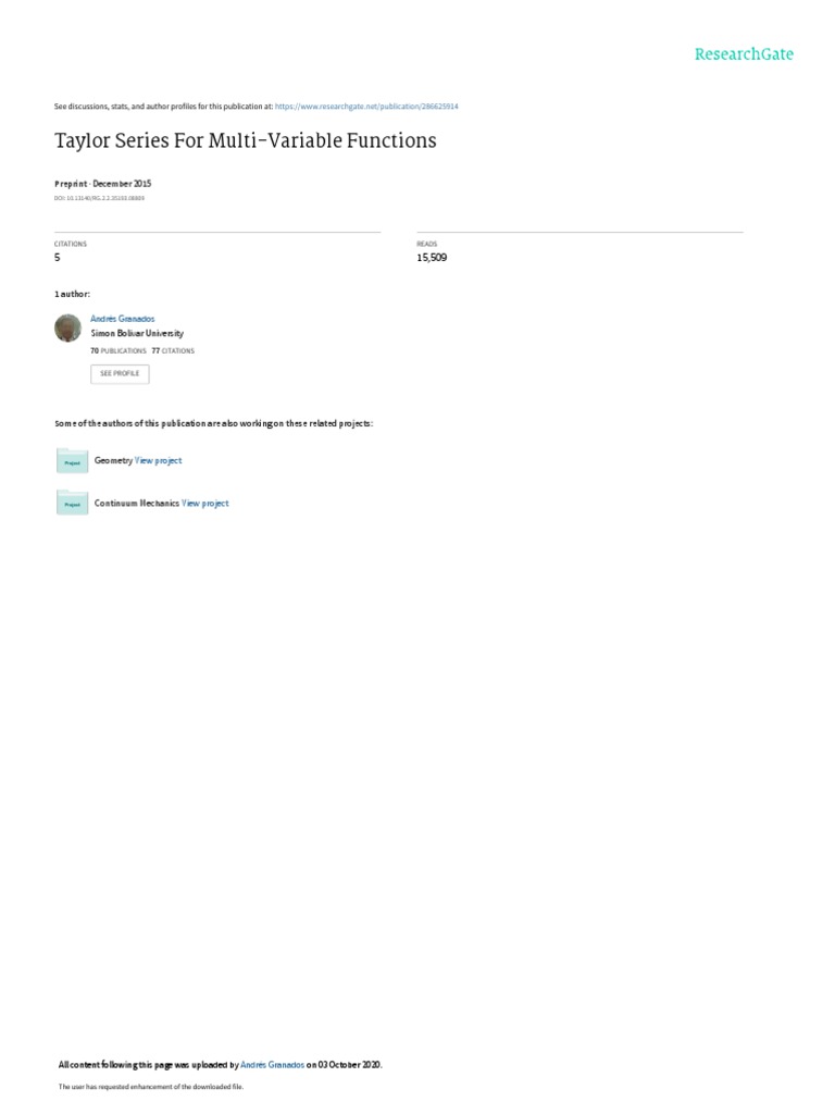 A Comprehensive Guide to Taylor Series Expansions for Multi-Variable ...