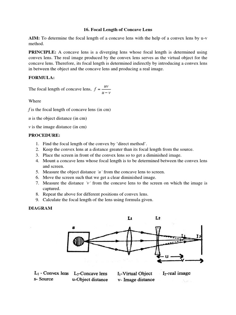 Focal Length of Concave Lens | PDF | Science & Mathematics | Technology ...