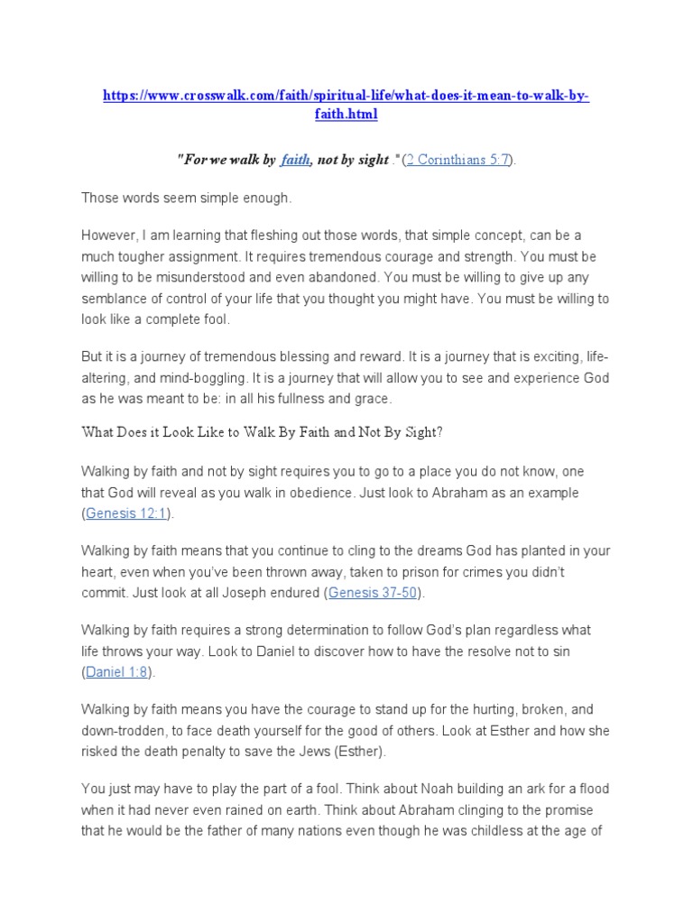 Understanding Walking by Faith | PDF | Faith | Jesus