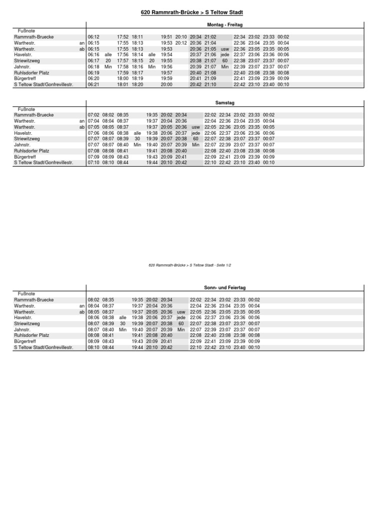 Fahrplan 620 Hin | PDF