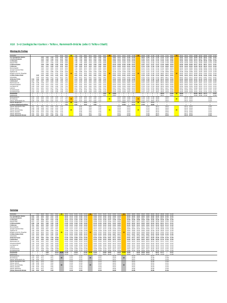 Horaires du bus X10 Berlin-Teltow | PDF
