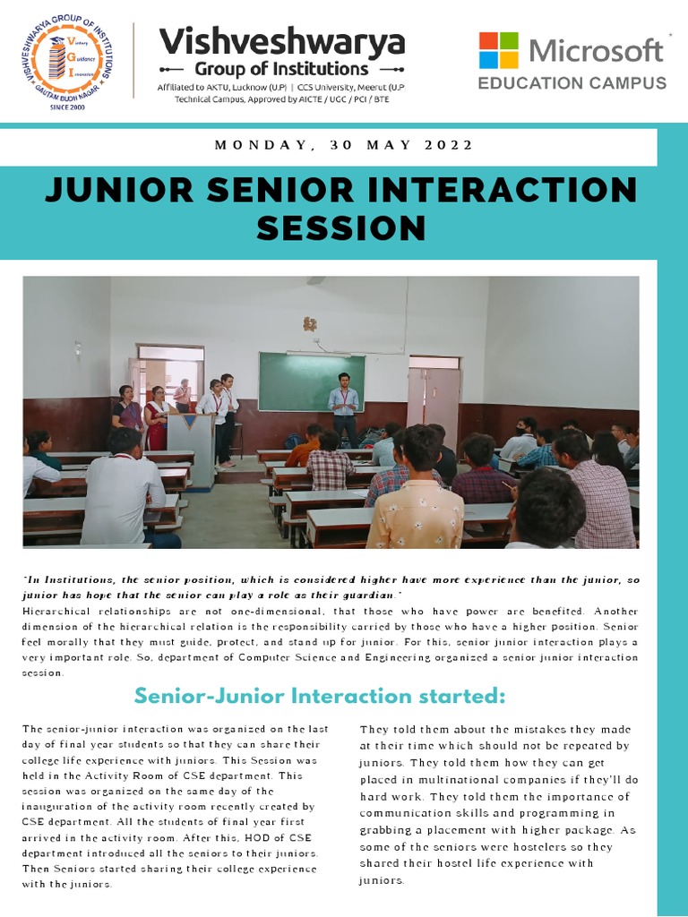 Junior Senior Interaction Session | PDF | Psychological Concepts ...