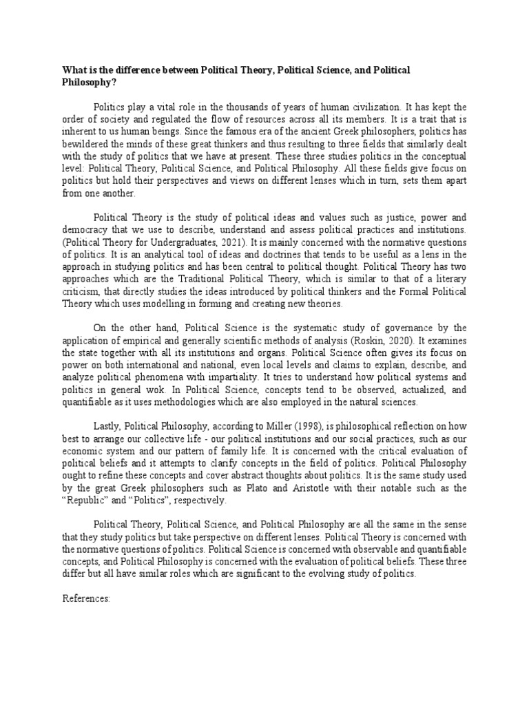 The Differences Between Political Science, Political Theory, and ...