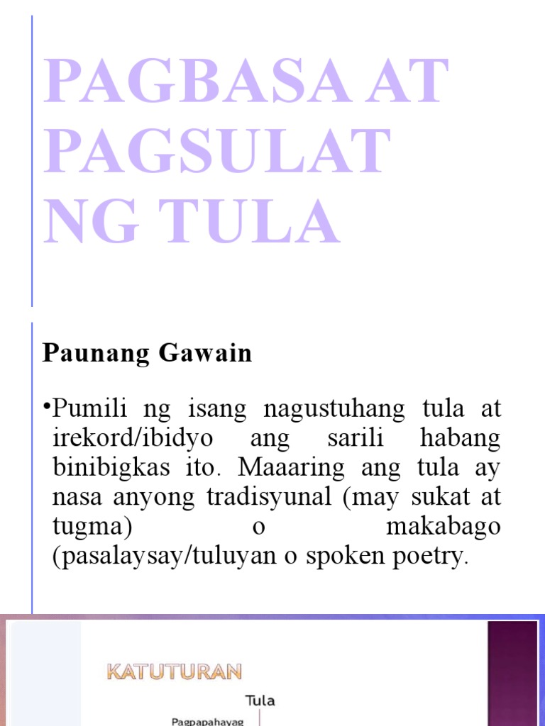 Week 6 - PAGBASA AT PAGSULAT NG TULA | PDF