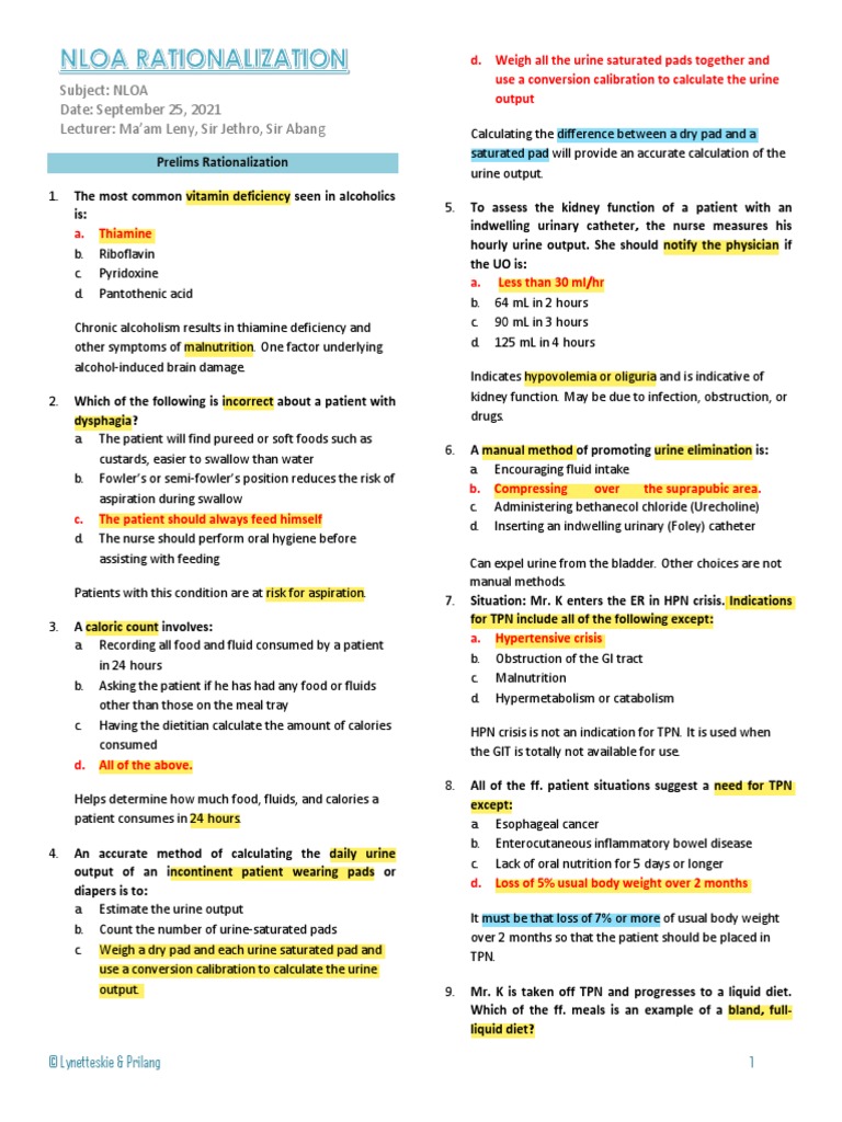 NLOA Prelims Rationalization | PDF | Respiratory System | Breathing