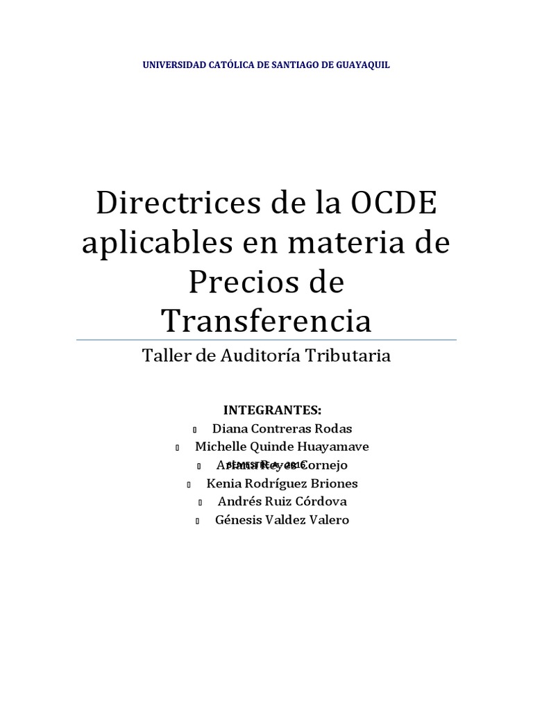 Resumen de Lineamientos de La OCDE - Grupal | PDF | Activo intangible | Revendedores