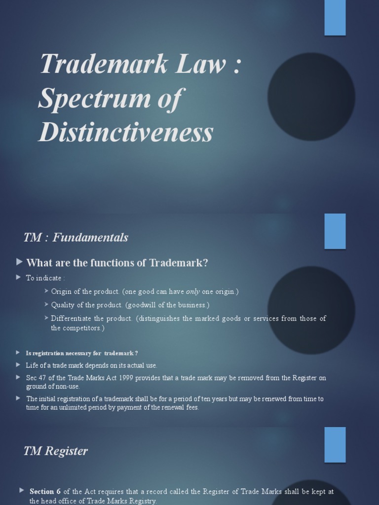 Trade Mark - Distintiveness 13.9.2022 | PDF | Trademark | Trademark ...