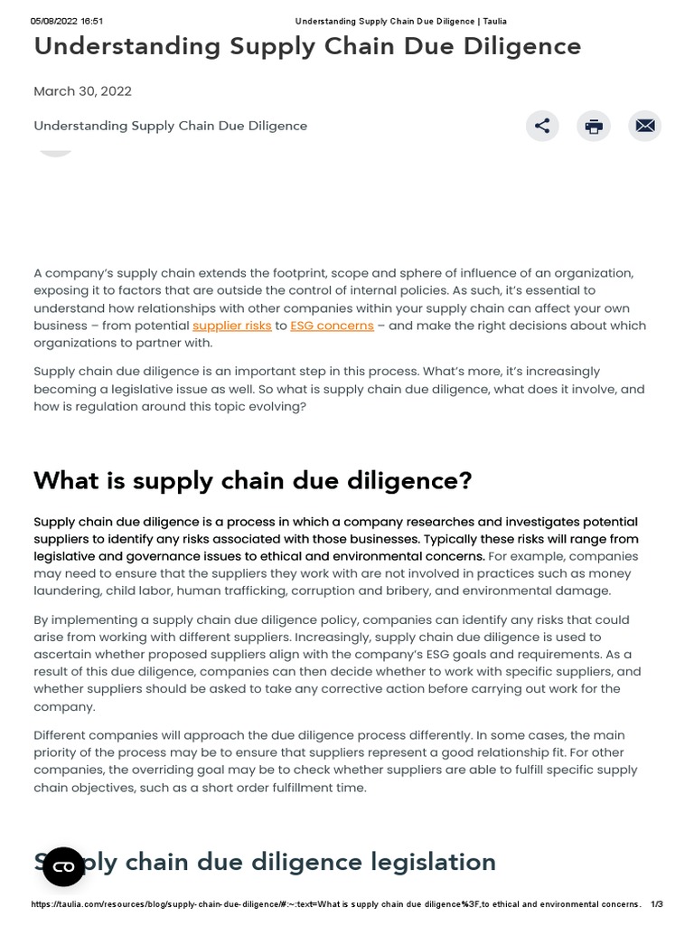 Understanding Supply Chain Due Diligence Taulia Pdf Due Diligence