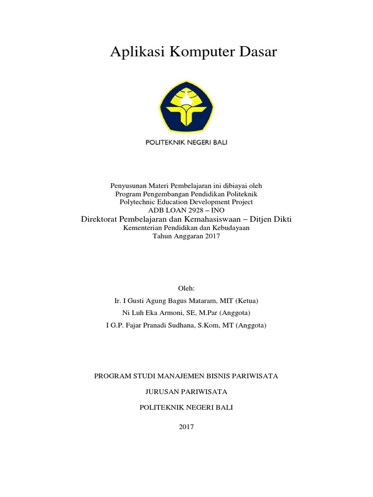 BUKU Aplikasi Komputer Dasar | PDF