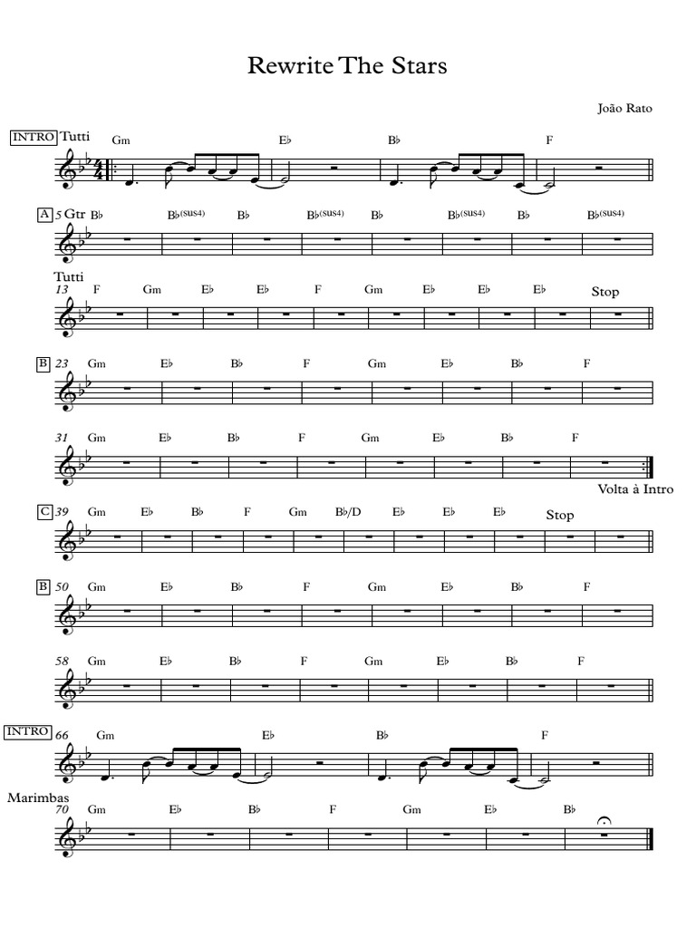 Rewrite The Stars - Lead Sheet - Full Score | PDF