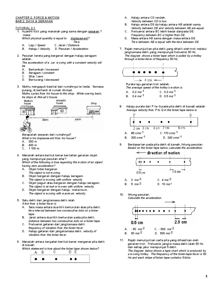Chapter 2 Force - Motion Topikal SPM | PDF