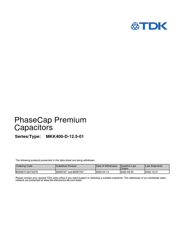 PhaseCap Premium Capacitors Data Sheet | PDF | Capacitor | Fuse ...