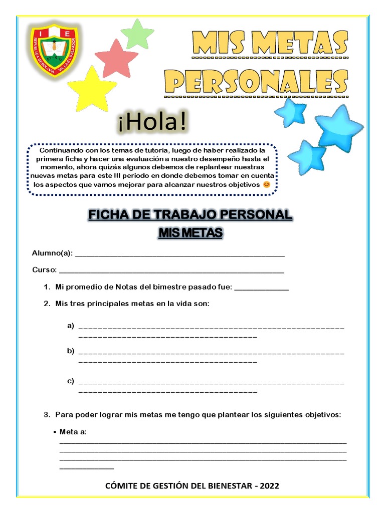 Mis Metas Personales para el III Periodo | PDF | Finanzas y dinero