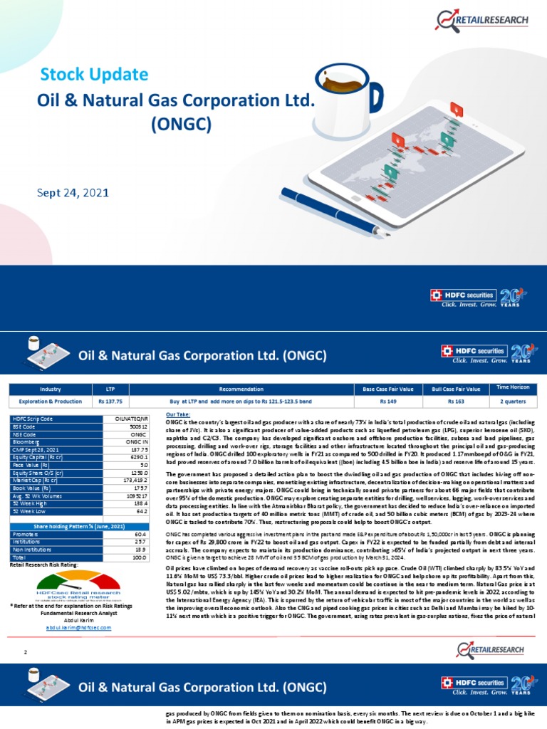 ONGC_Stock Update 240921 | PDF | Price Of Oil | Petroleum