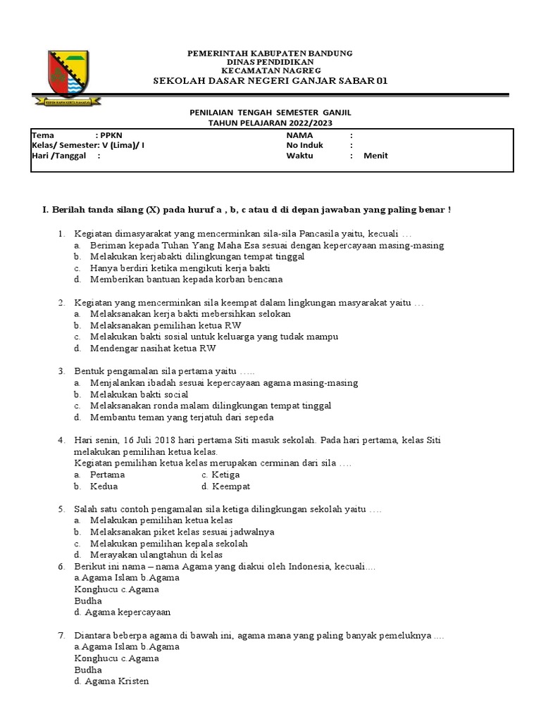 Pts PPKN Kelas 5 | PDF | Karier & Perkembangan | Ilmu Sosial