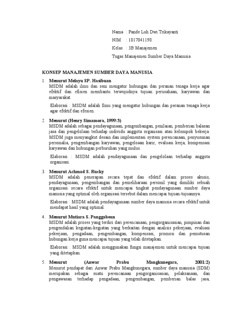 Konsep Manajemen Sumber Daya Manusia | PDF