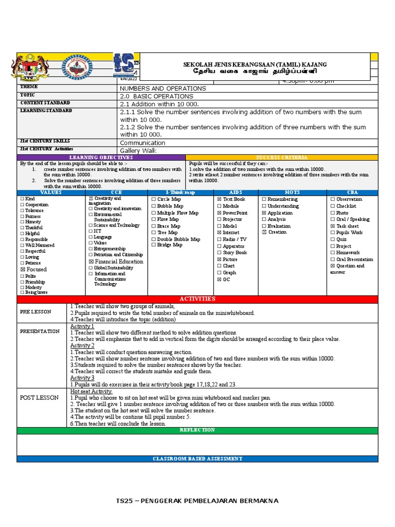 E-Rph Math Tahun 3 DLP Minggu 3 | PDF | Teachers | Educational Technology