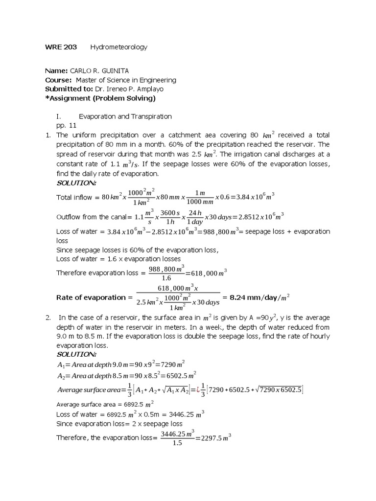 Calculating Evaporation Rates from Various Sources Using Empirical ...