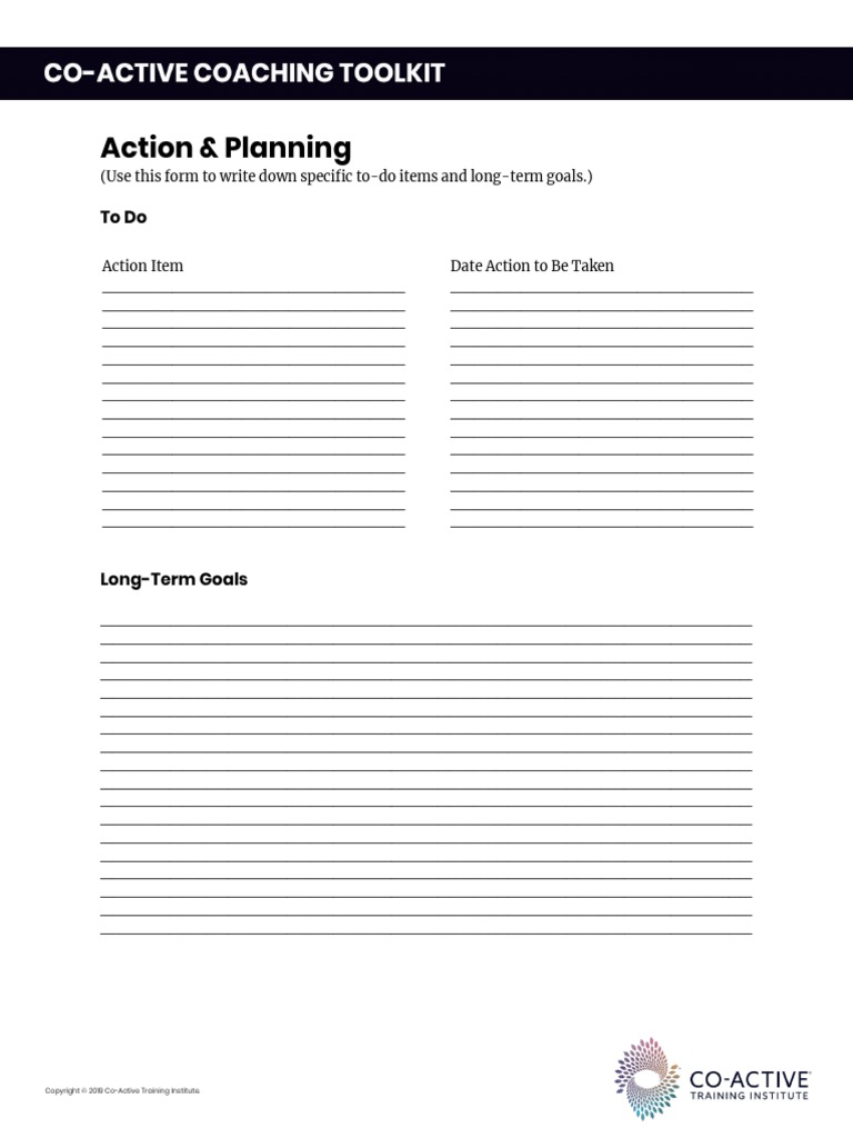 Co Active Coaching Toolkit ACTION & PLANNING | PDF