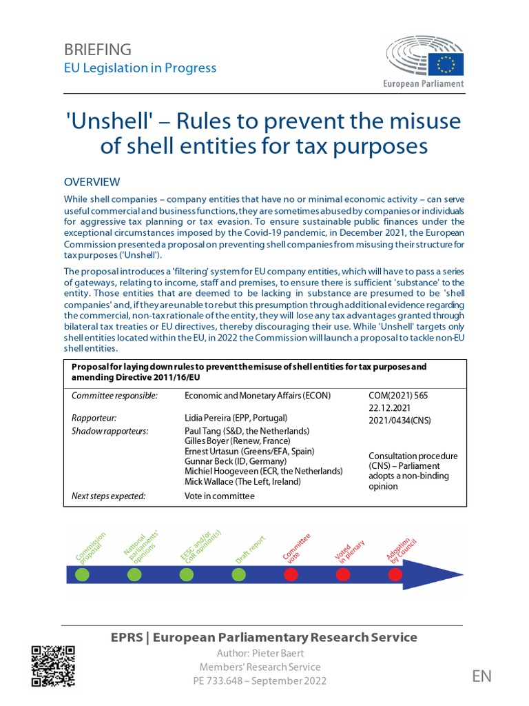 'Unshell' - Rules To Prevent The Misuse of Shell Entities | PDF | Taxes ...