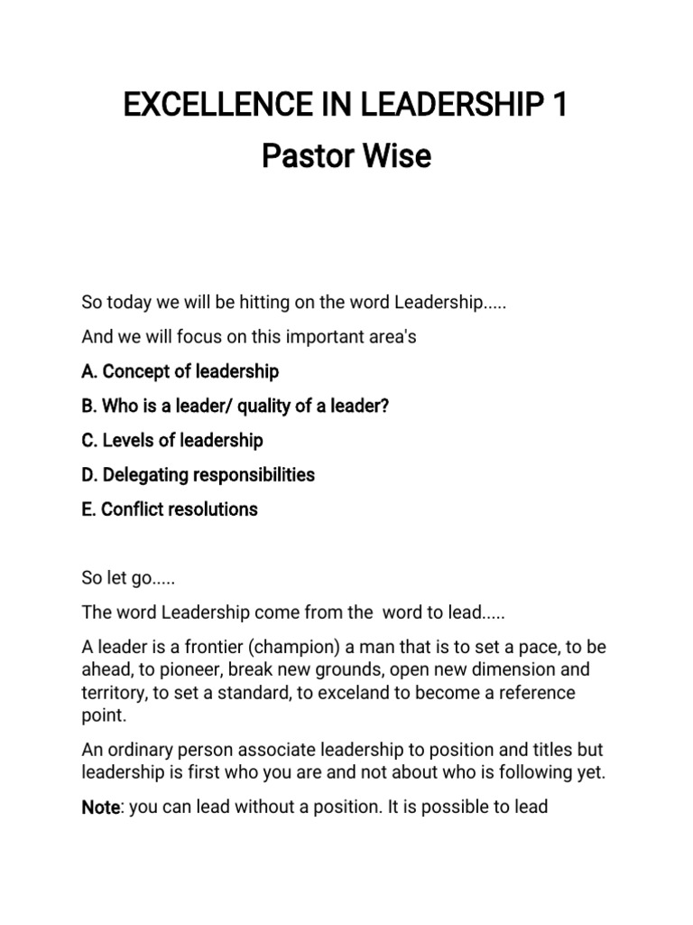 Excellence in Leadership Vol. 1 | PDF