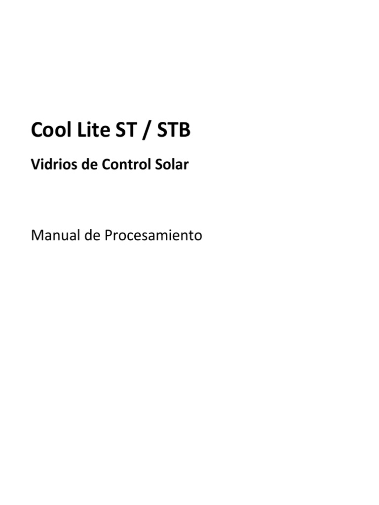 Cool Lite ST-STB Manual de Procesamiento | PDF | Lentes | Agua