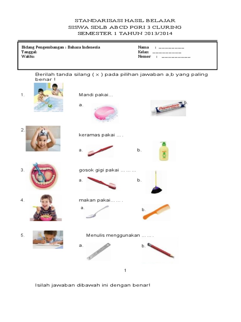 Soal Bahasa Indonesia SDLB Tunarungu | PDF