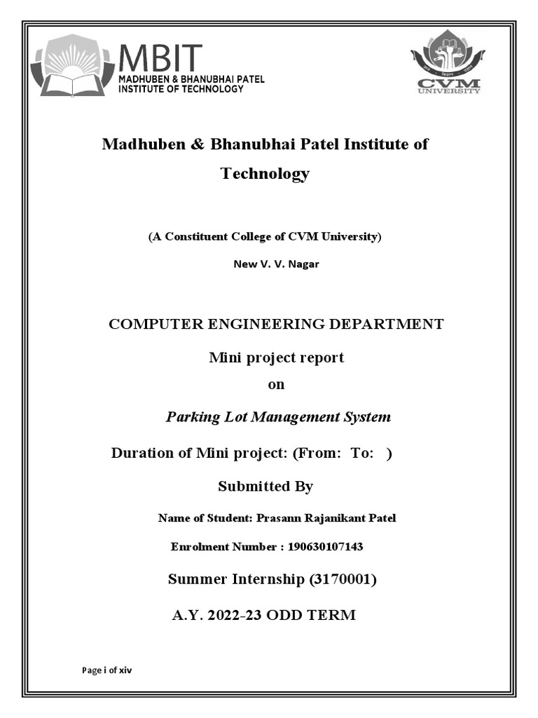 Project Report | PDF | Parking Lot | Databases
