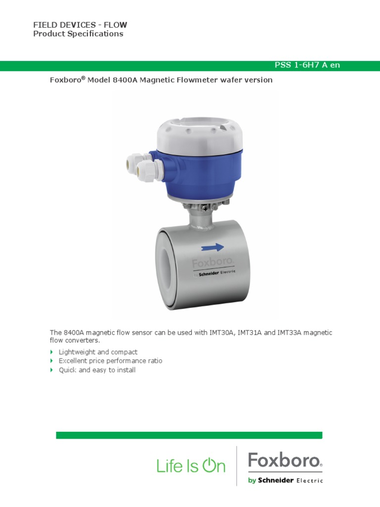 Pss - 1-6h7a - A 8400A (PFA) | PDF | Flow Measurement | Electromagnetic ...