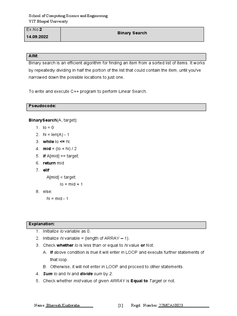Binary Search Dsa Pdf Mathematical Logic Computer Science