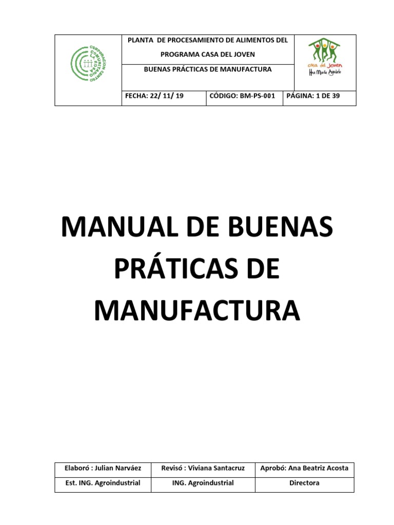 Manual de Buenas Prácticas de Manufactura | PDF | Alimentos | Microorganismo