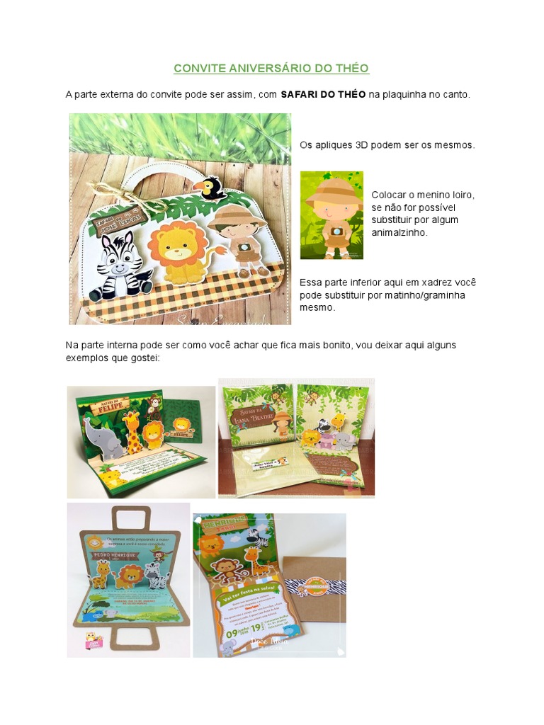 Convite Aniversário Do Théo | PDF
