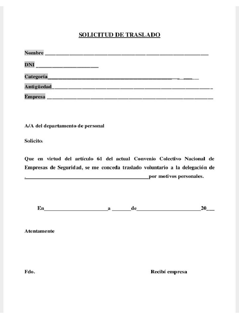 Solicitud de Traslado | PDF
