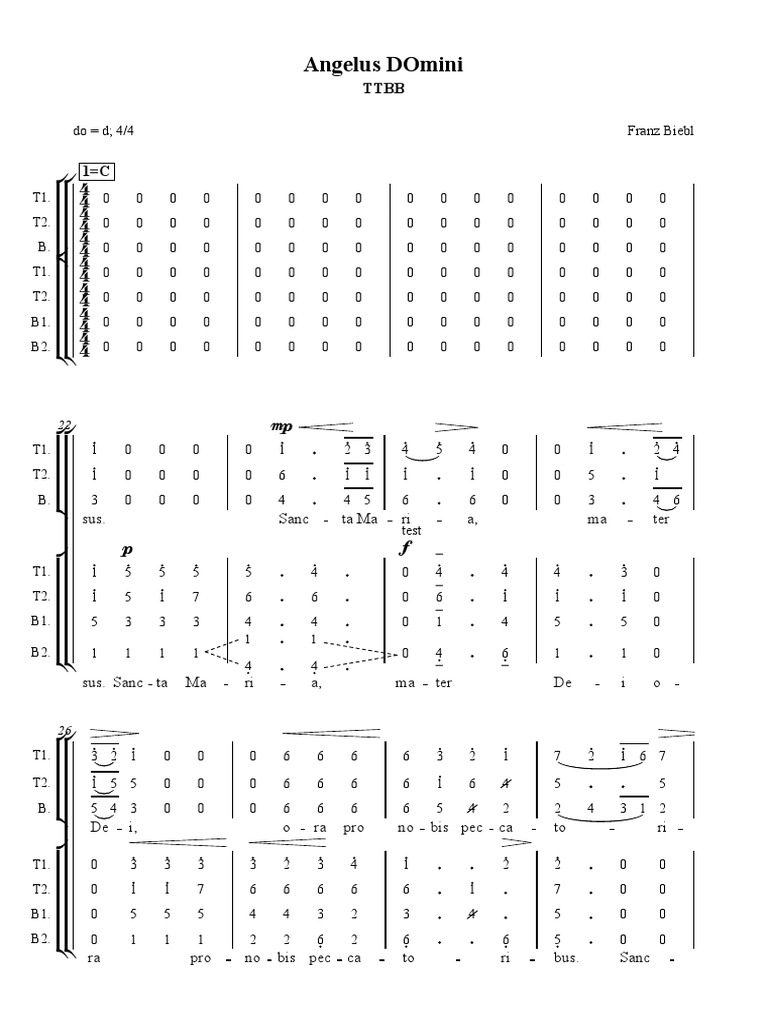 Notasi Musik Angelus Domini | PDF | Komposisi Musik | Notasi Musik