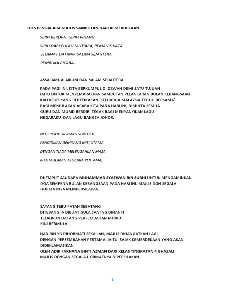 Teks MC Merdeka | PDF